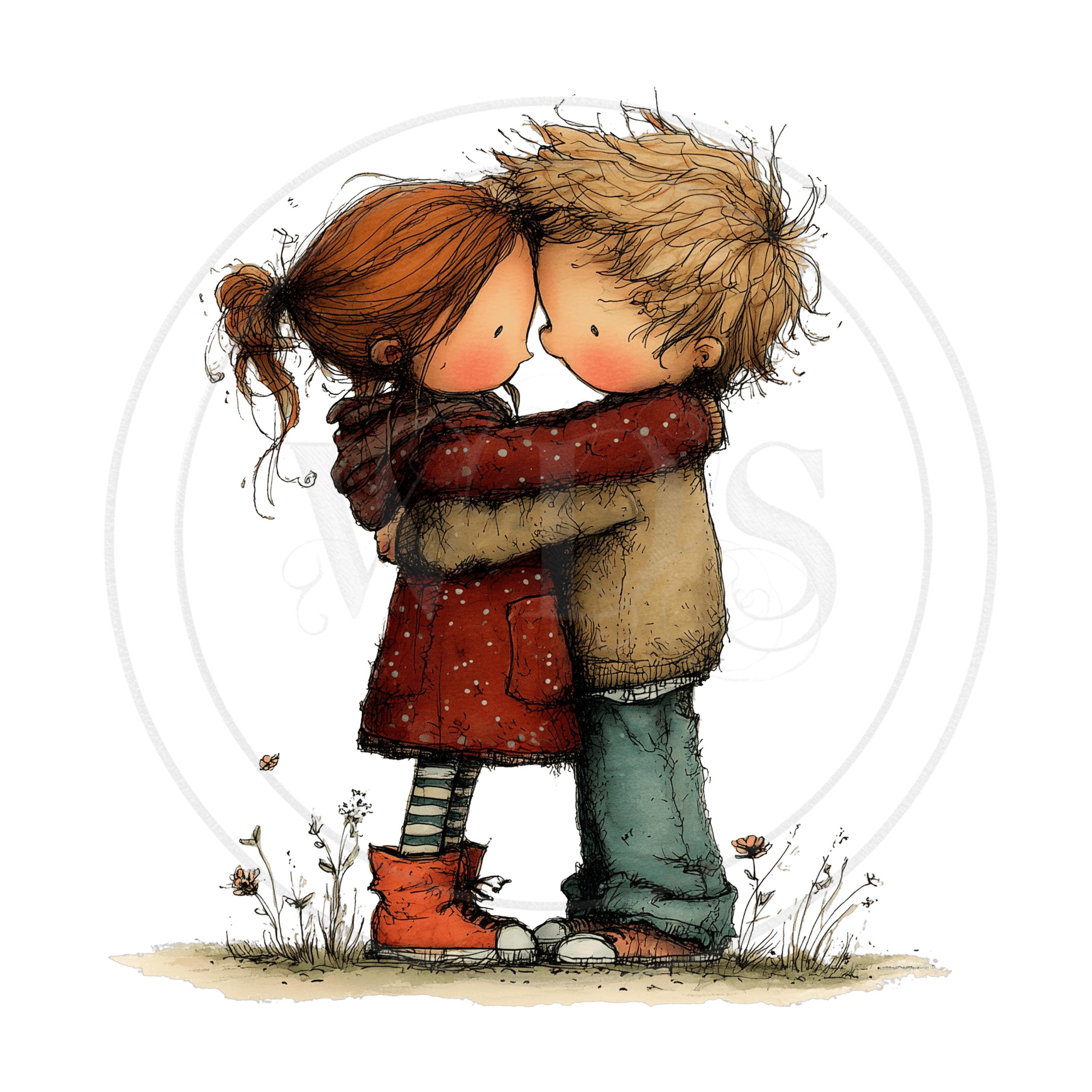 Valentine’s Day Couple Clipart: Romantic Whimsical Graphics of Love ...