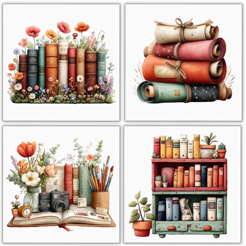 Cozy Reading Clipart: Watercolor Book Lover Graphics (digital Download ...