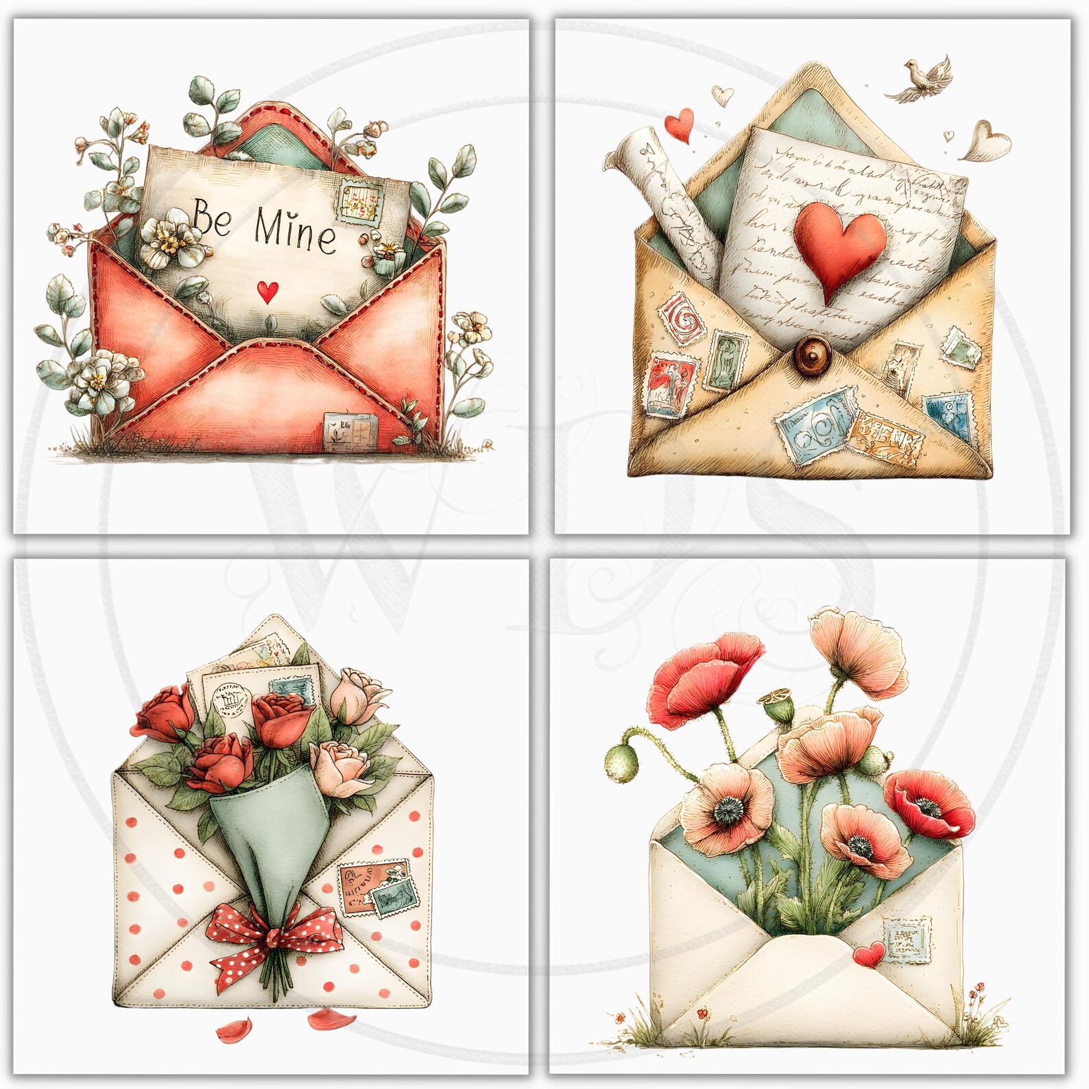 Valentine Letters Clipart: Whimsical PNG Love Graphics (35 Pngs ...