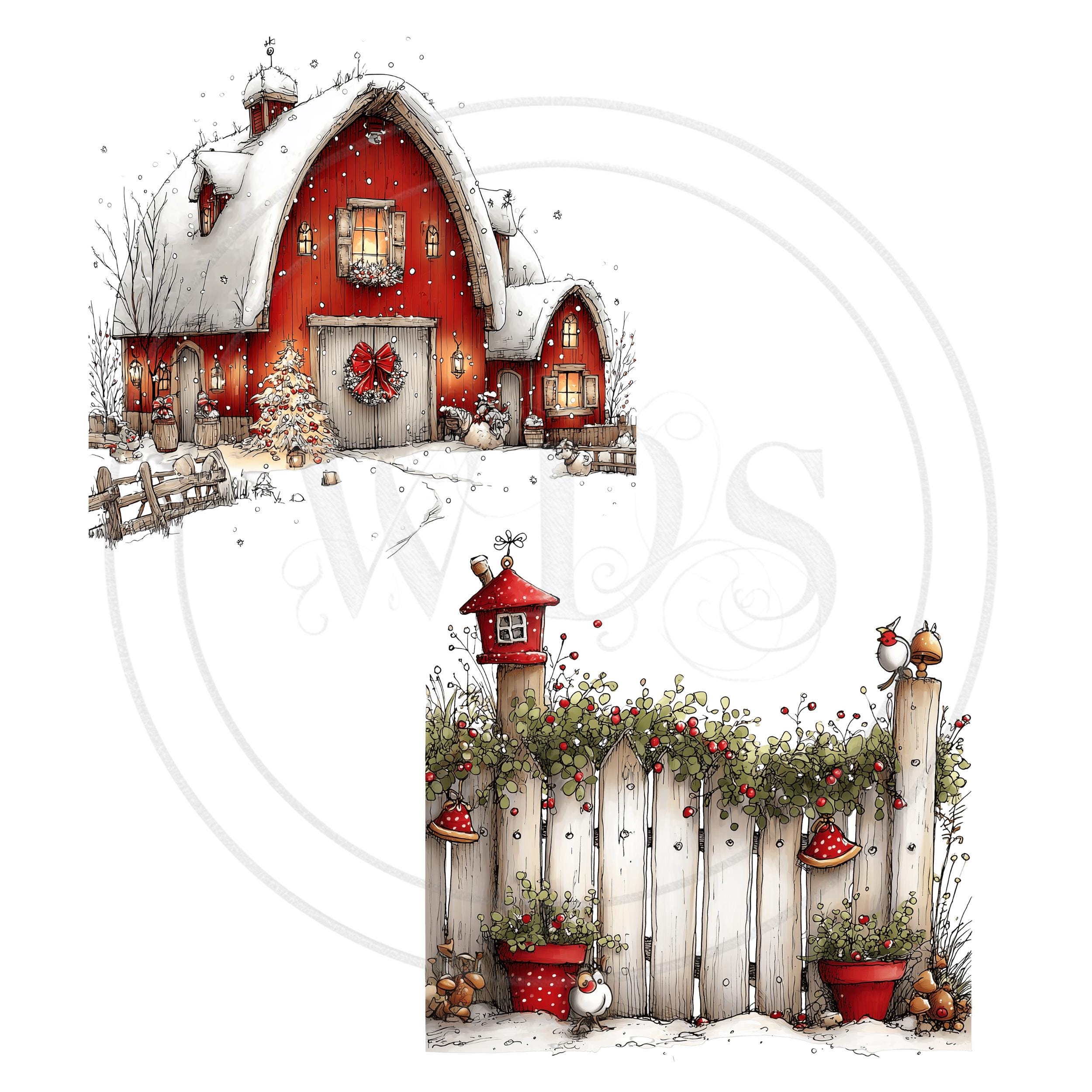 Farm Animals Christmas Clipart: Festive Holiday Graphics (digital ...