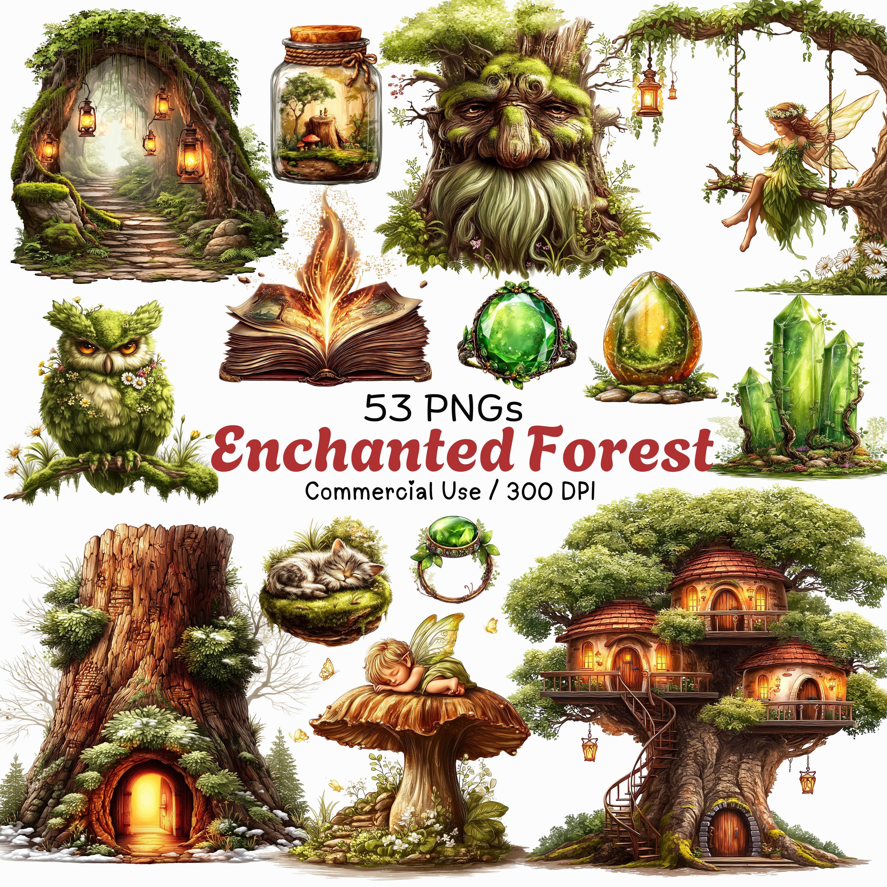 Enchanted Forest Clipart Bundle: Magical Fairy Tale Graphics (digital ...