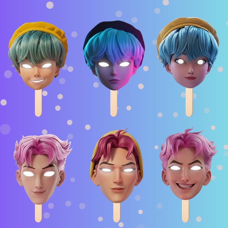 KPOP Demon Hunters Printable 22 Face Masks Birthday Instant Download ...