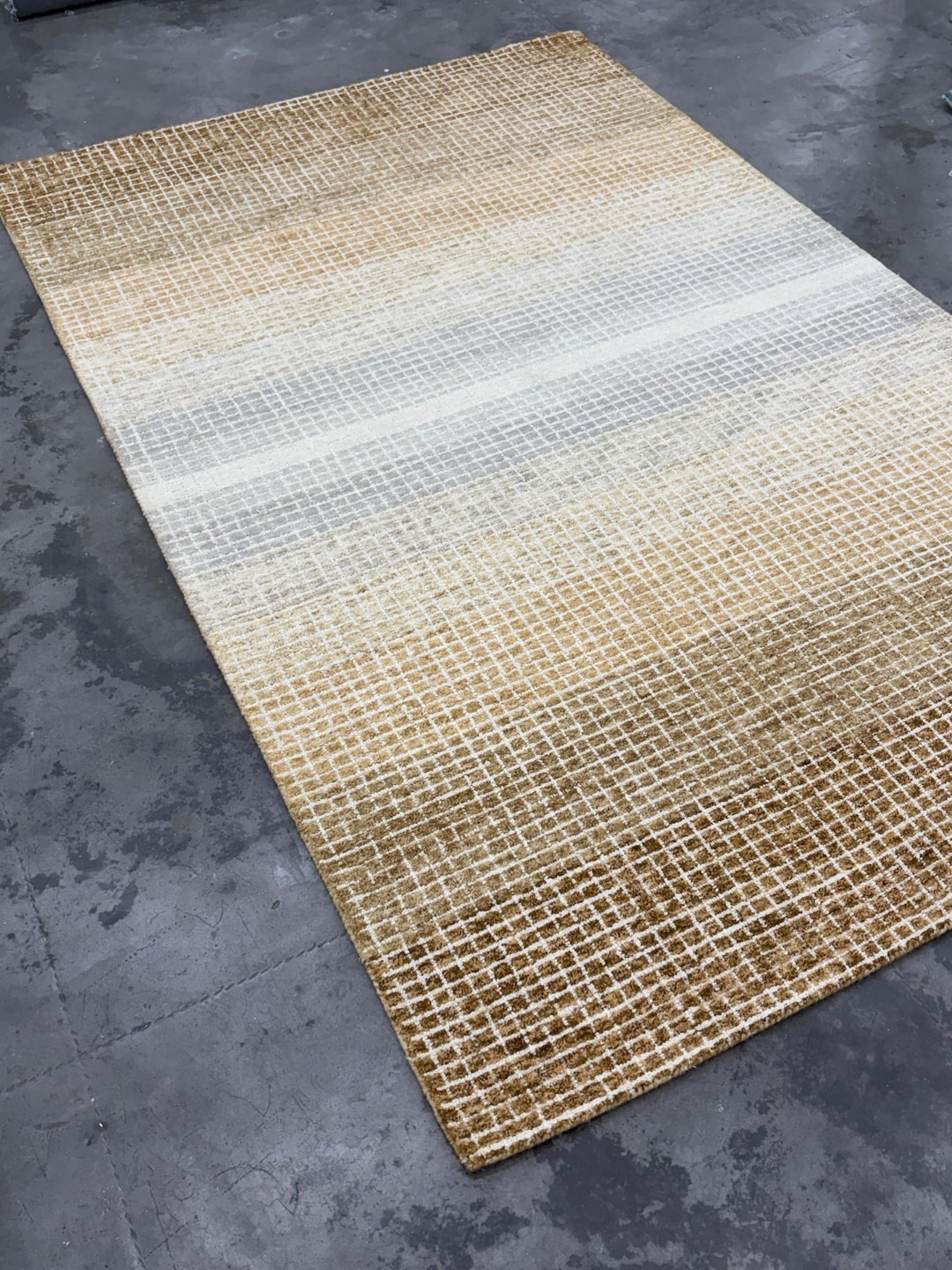 Modern Abstract Grid Area Rug - Earth Tone Ochre & Grey Minimalist ...