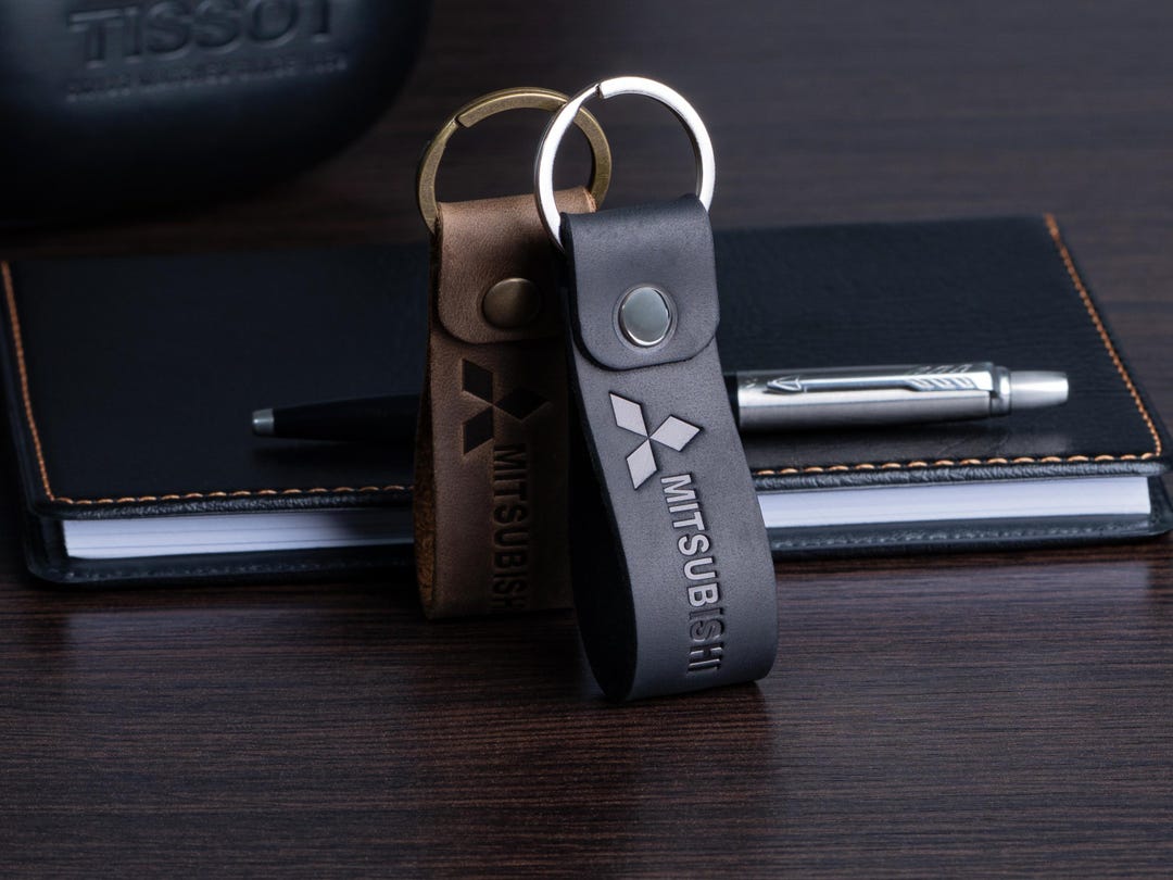 Leather MITSUBISHI Keychain Leather Keyring Premium Car Key Ring - Etsy