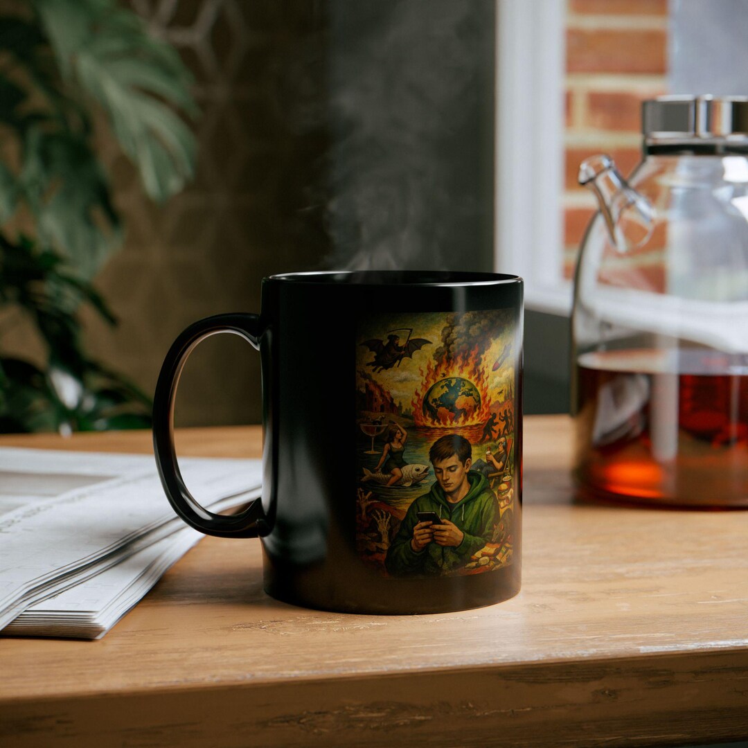 Surreal Apocalyptic Art Mug, Doomsday Distraction Illustration Coffee ...