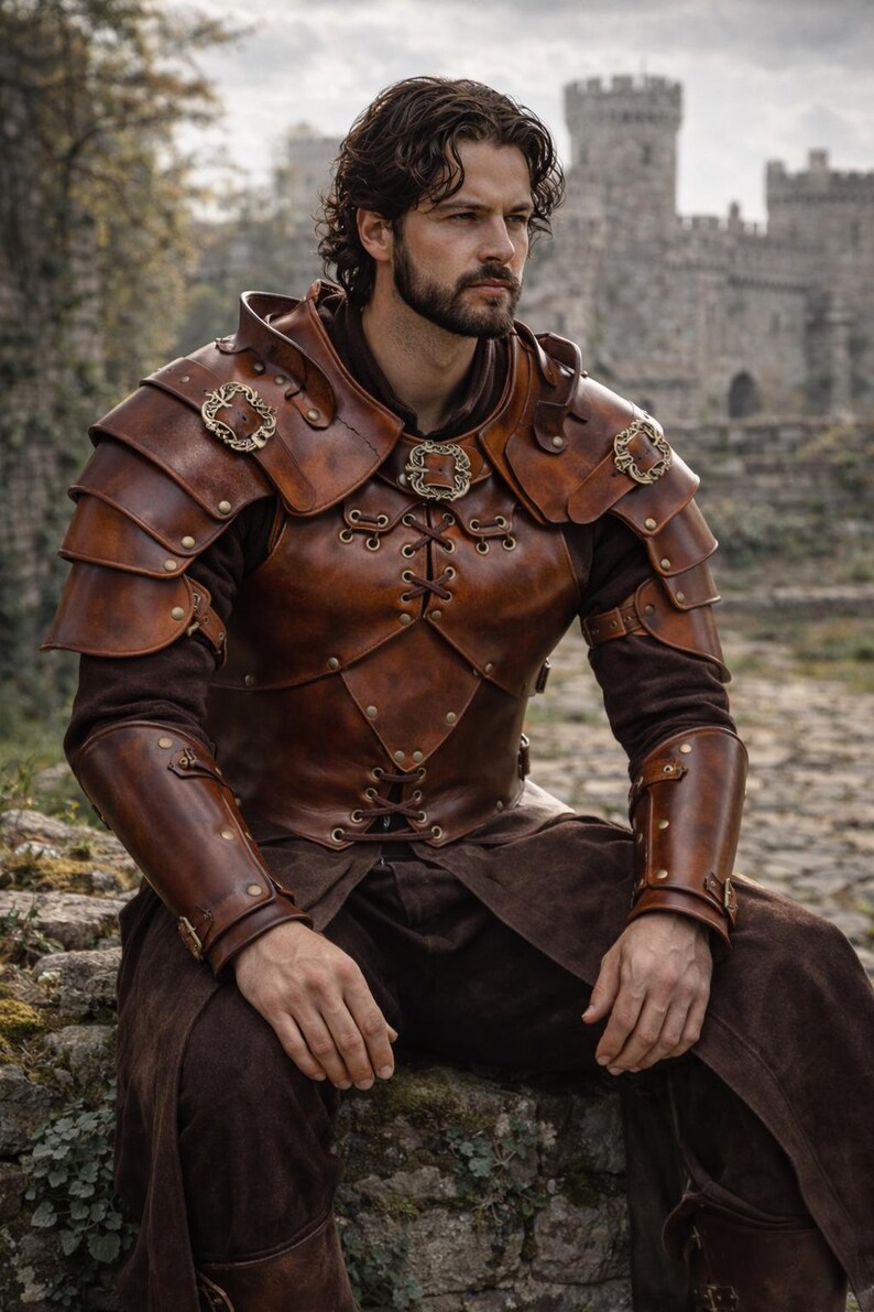 Medieval Viking Leather Armor Shoulder Pads, Renaissance Fantasy Armor ...