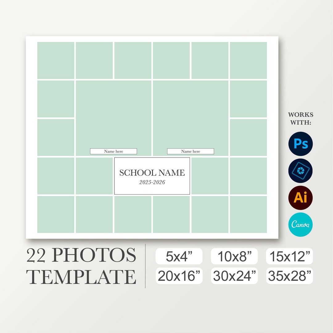 Class Layout. School Composite for 22 Photos. Photoshop, Canva ...