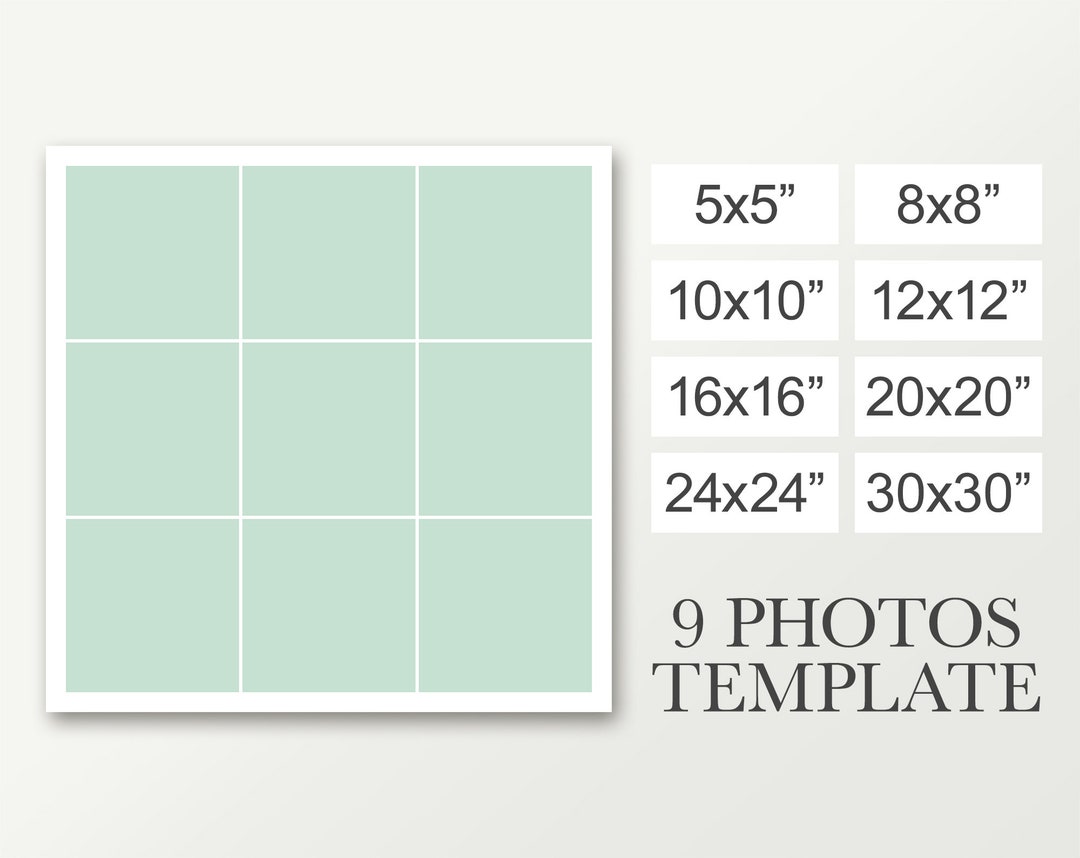 Square Storyboard Template for 9 Photos. Birthday Collage. - Etsy