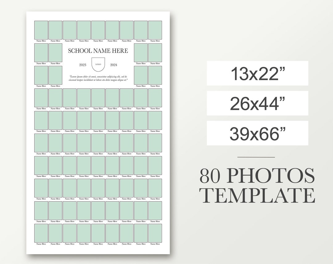 80 Class Photo Template, 26x44 Photo Collage, 13x22 Composite Board ...