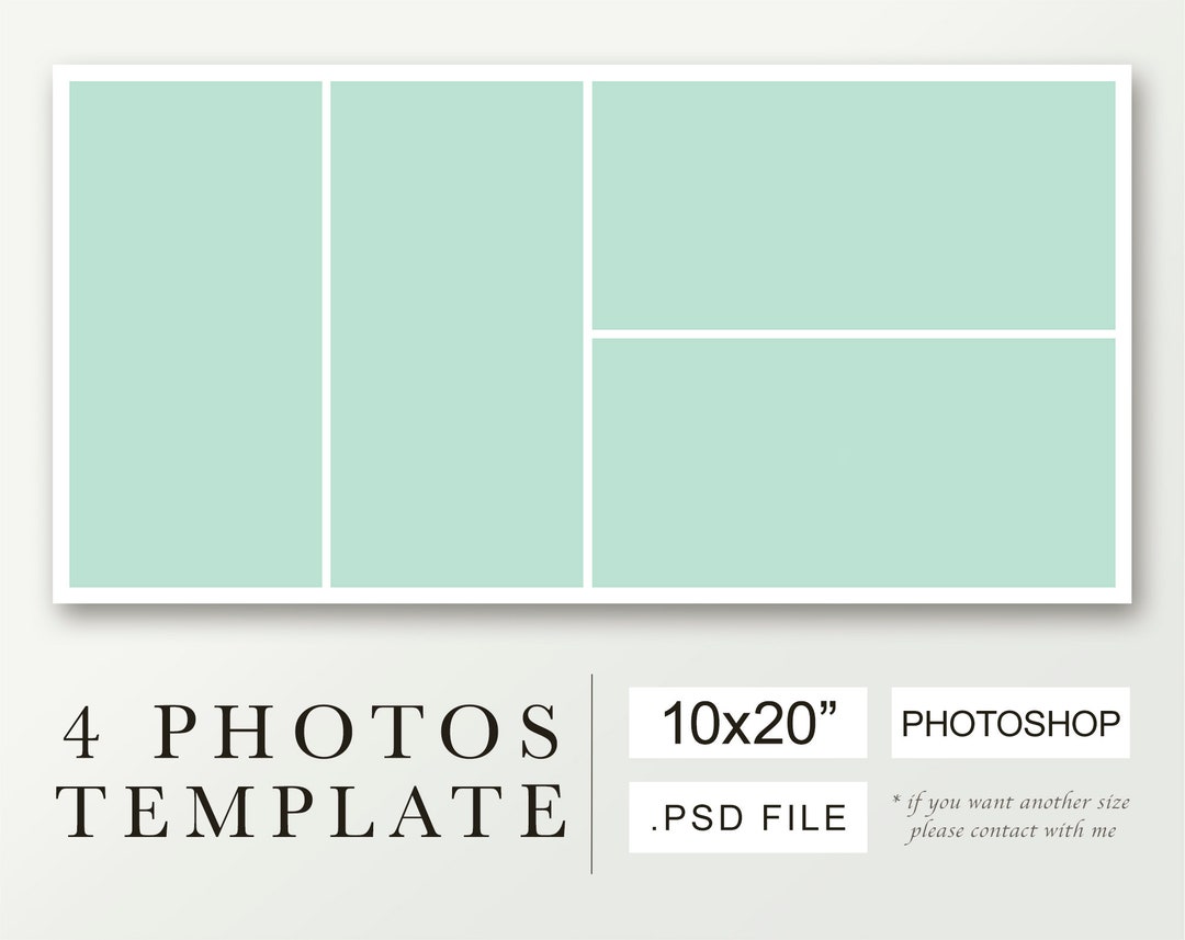 4 Photo Collage Template, 10x20 Storyboard for Photographers, Birthday ...