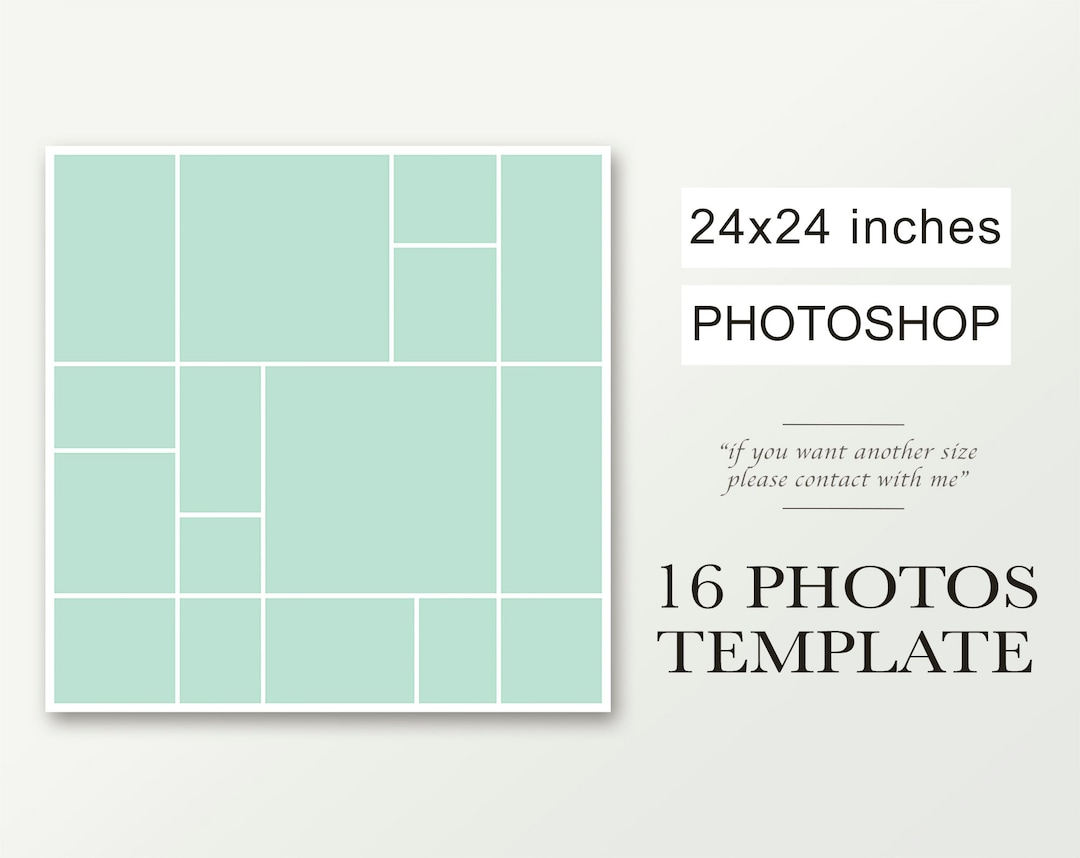 24x24 Printable Photo Collage Template, Photoshop Template, Photo ...