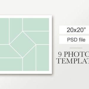 20x20 Photo Layout for 9 Pictures. Photo Collage. This Digital Template ...