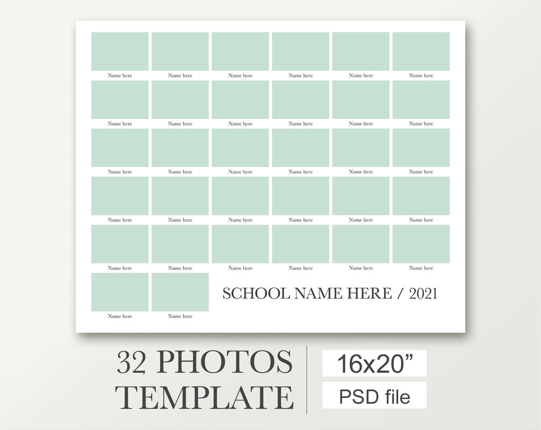 16x20 Group Composite Template for 32 Photos, Photo Collage Template - Etsy
