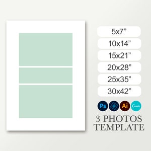 5x7 Photo Card Template for 3 Pics. 10x14 Newborn Collage. 15x21 ...