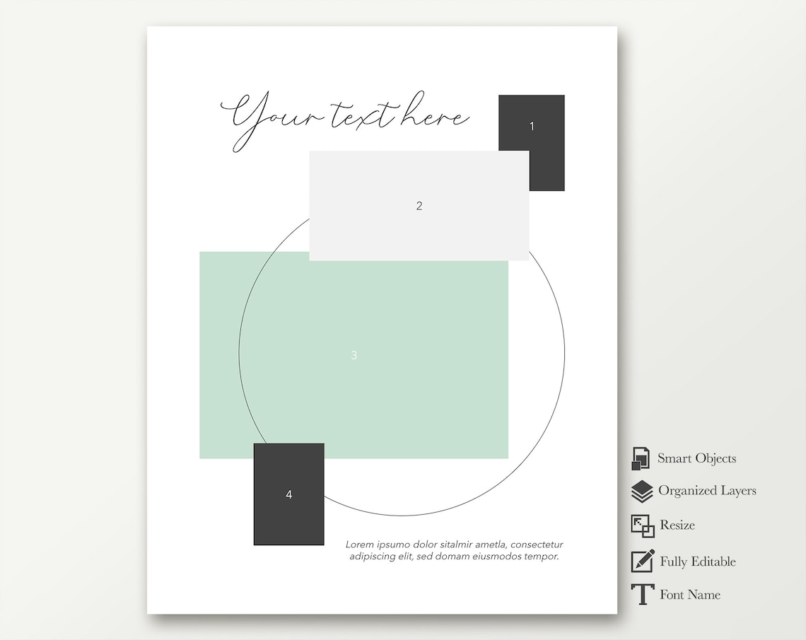 8x10 Promo collage template for 4 photos photo collage | Etsy