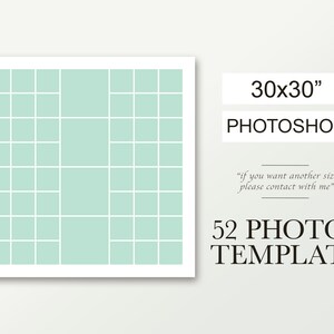 30x30 Picture Collage Template, 52 Photos Template, Collage Template ...