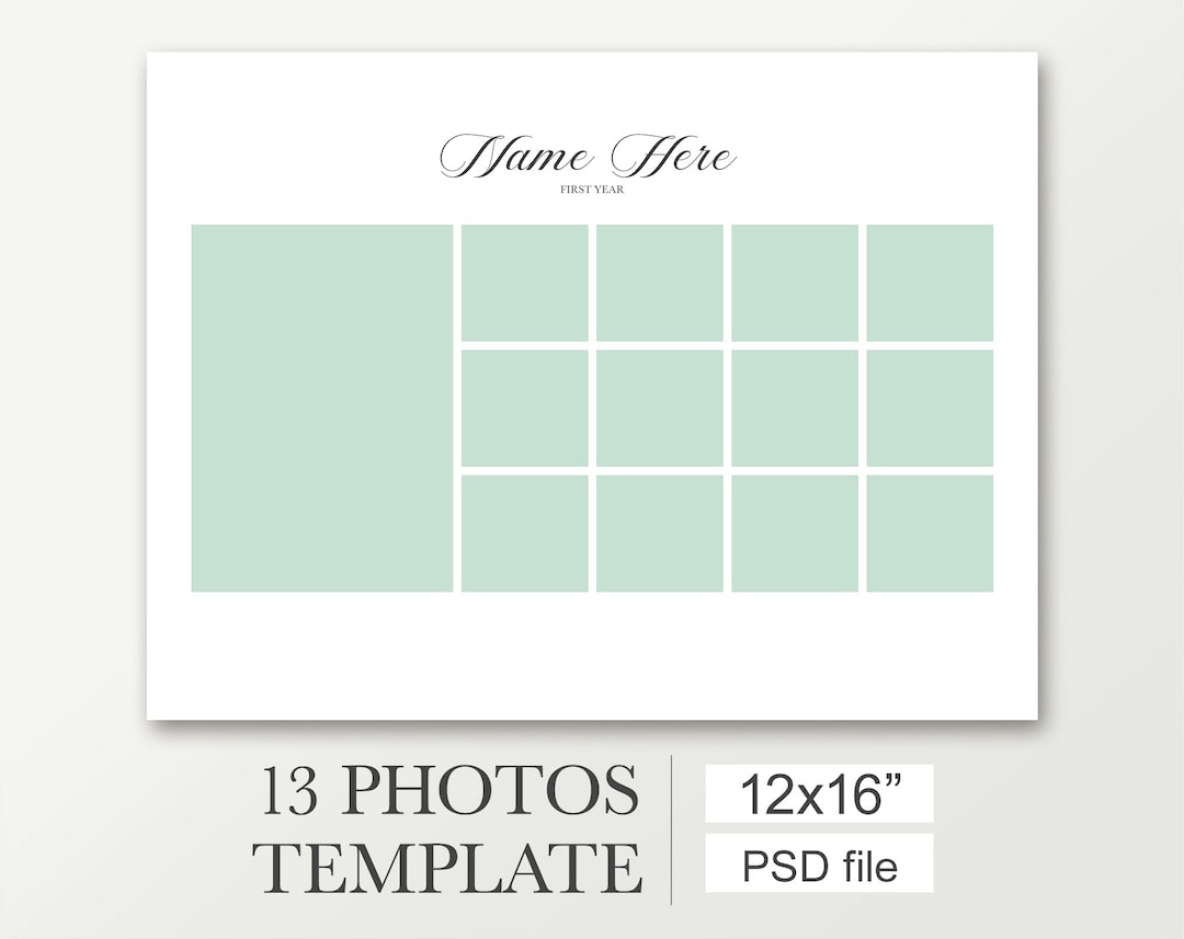 12x16 Baby First Year Collage Template, Newborn Composite, 12 Months ...
