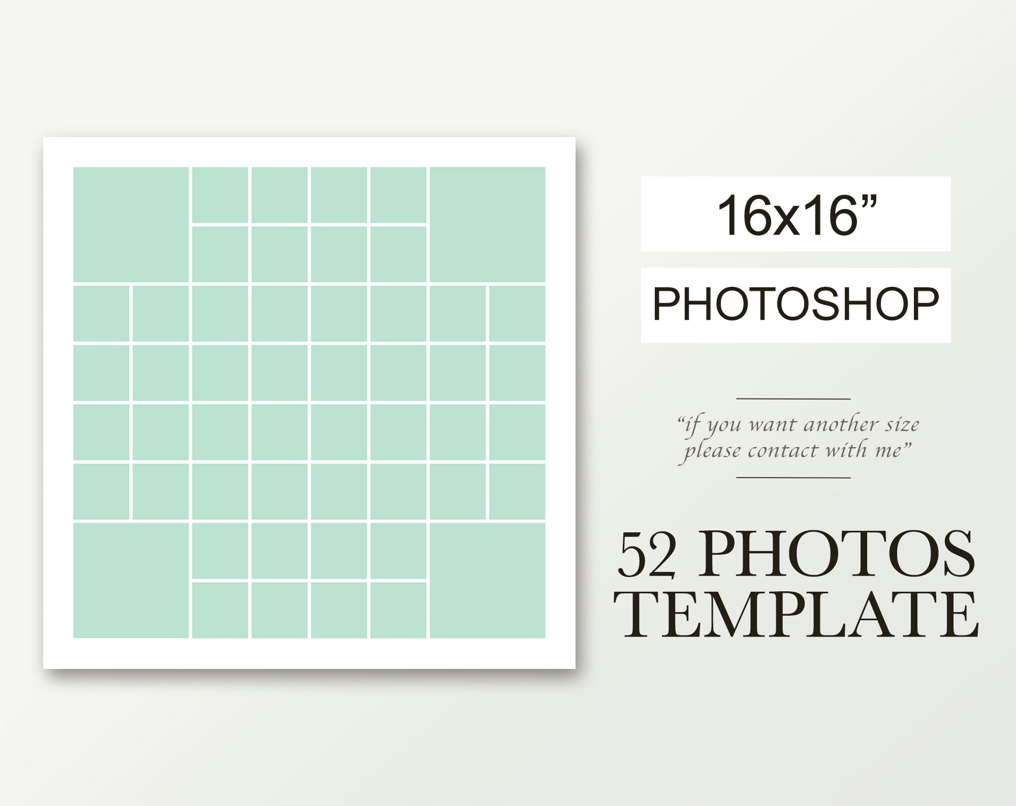 16x16 photo collage template 52 weeks storyboard for | Etsy