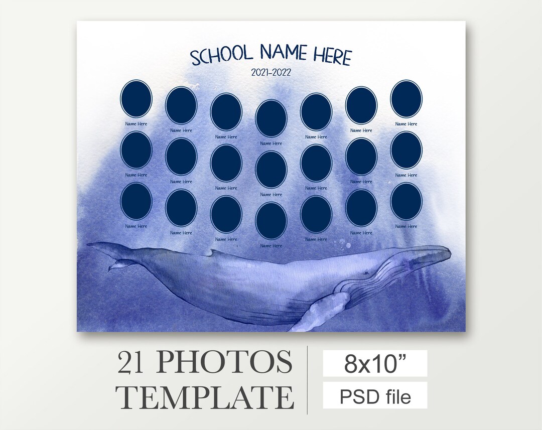 School Class Picture Template for 21 Photos. Graduation Photo Board ...