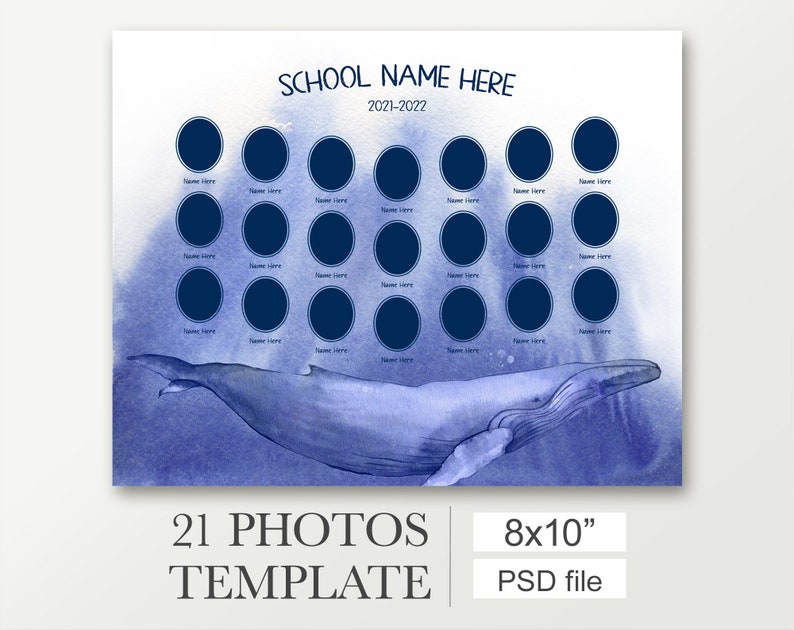 School Class Picture Template for 21 Photos. Graduation Photo - Etsy
