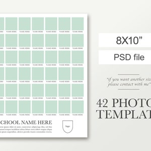 8x10 School Portrait Template for 42 Photos, Photo Collage Template - Etsy