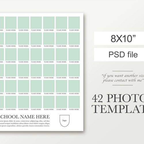 8x10 School Class Photo Template for 16 Photos. Photo Collage | Etsy