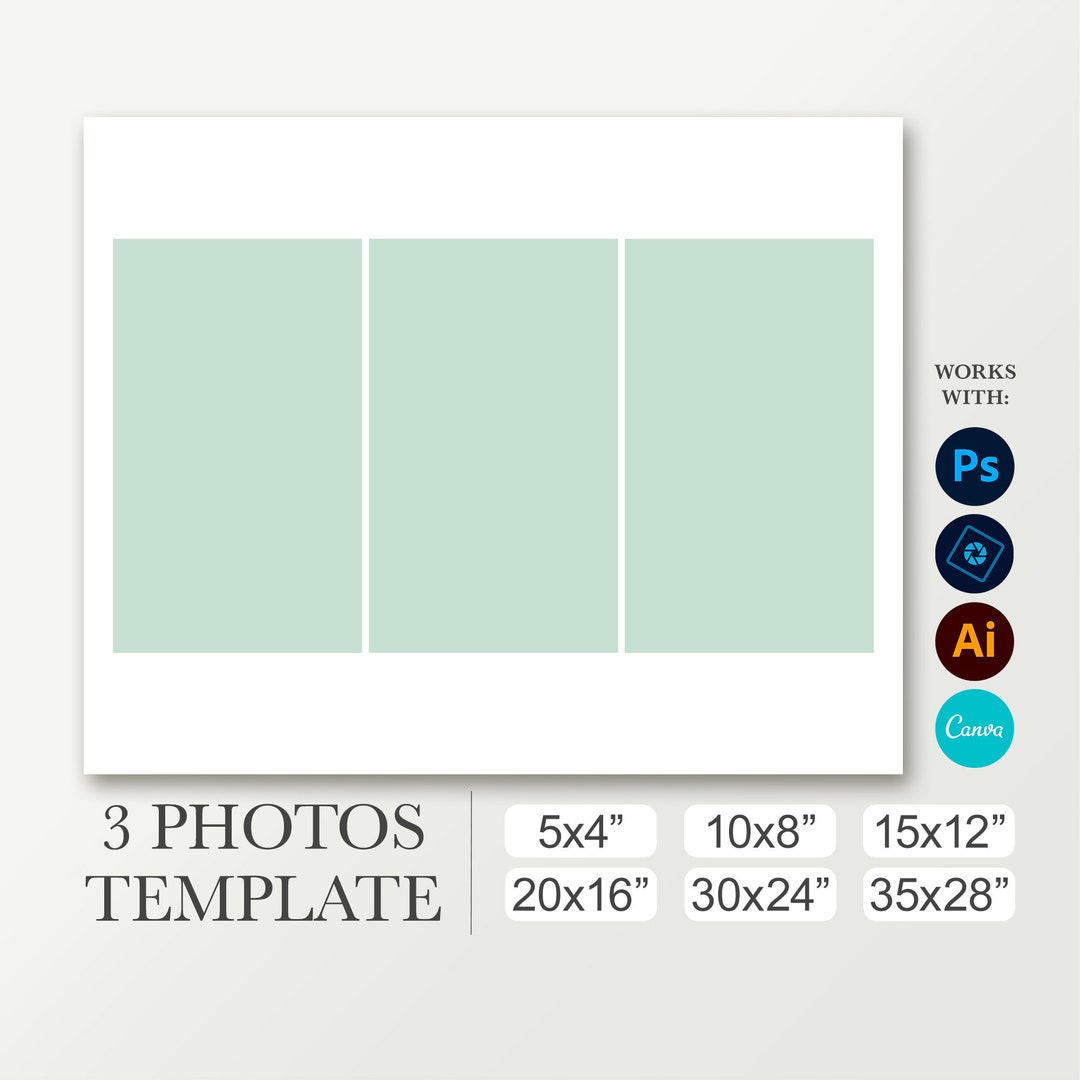 Photoshop Digital 3 Frame. Photo Collage Template. Birthday Composite ...