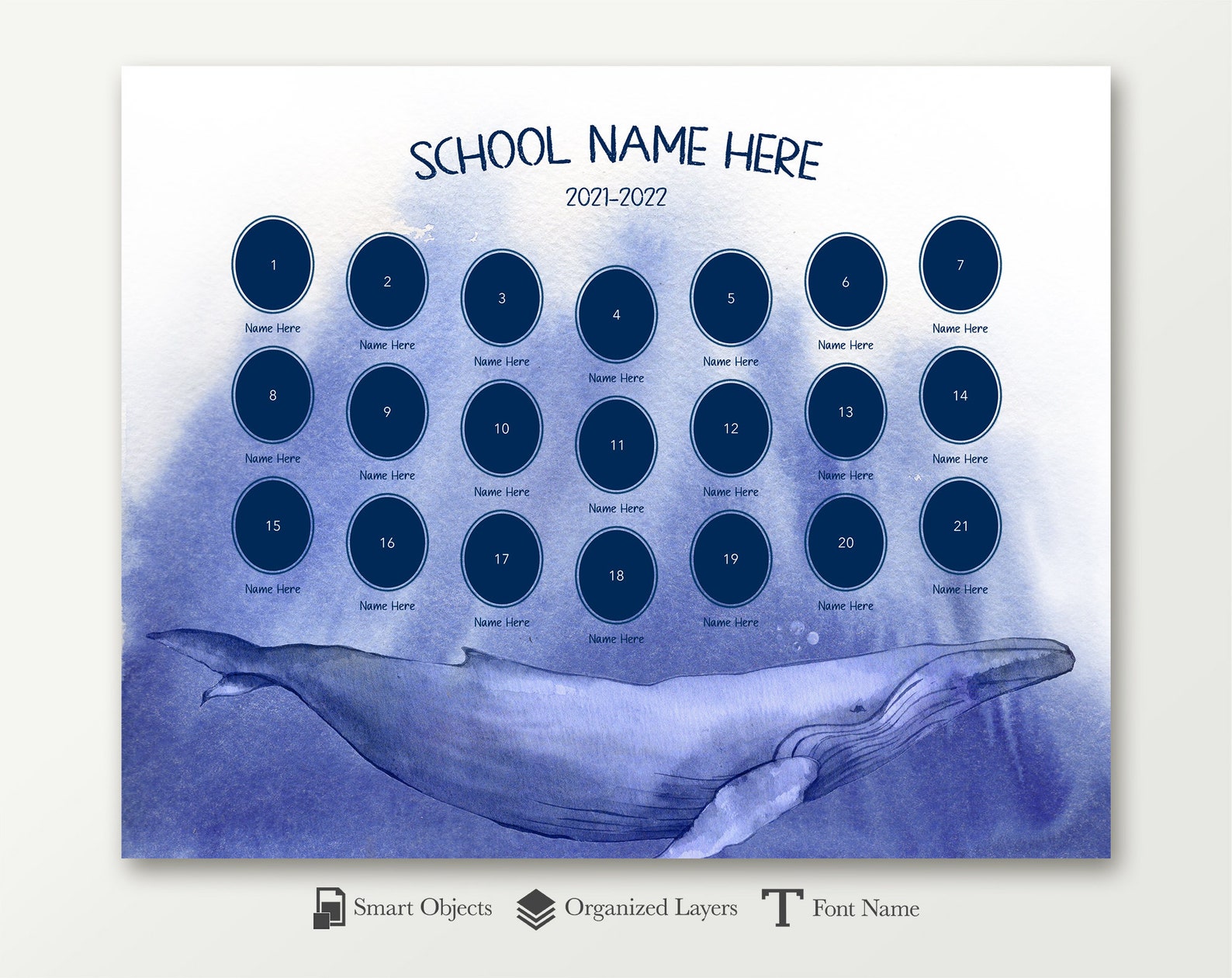 School Class Picture Template for 21 Photos. Graduation Photo - Etsy