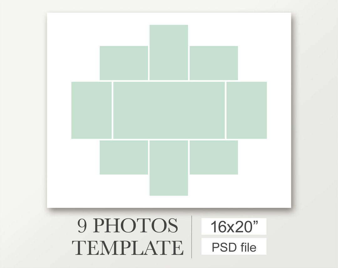 16x20 Photo Digital Collage for 9 Pictures -, Photo Collage Template - Etsy