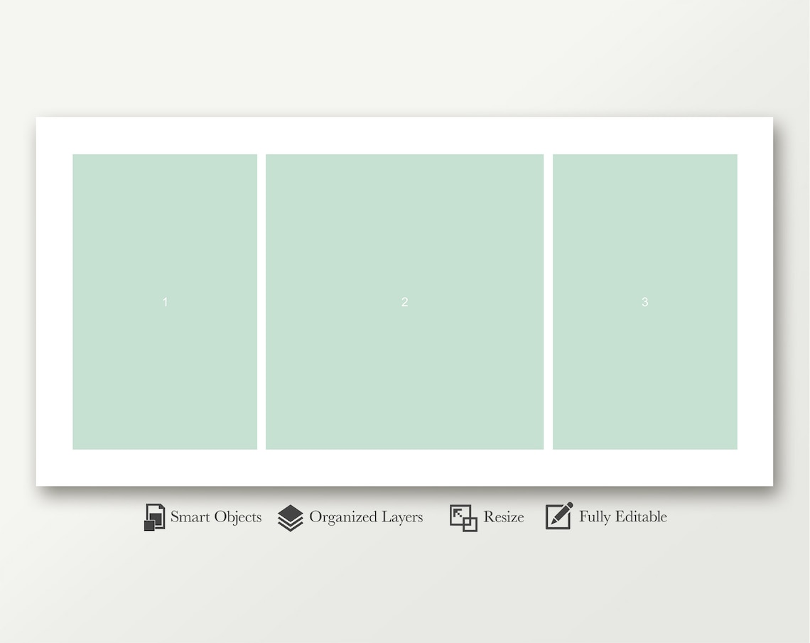 Photoshop Collage Template for 3 Photos. Funeral Composite. 3 Picture ...