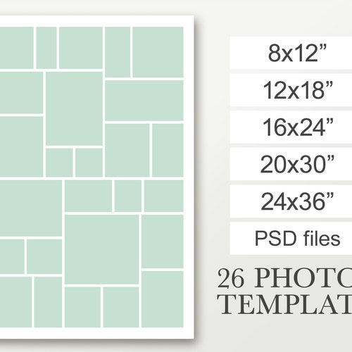 24x36 Photo Collage Poster Collage Template for 47 Photos - Etsy