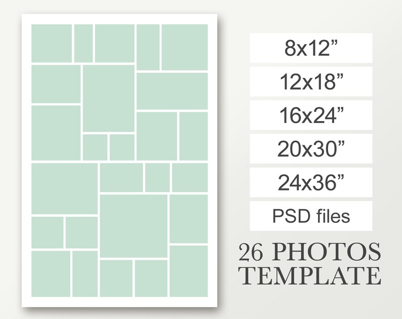 Wall Poster Collage Template. Photo Collage Template in 8x12 | Etsy