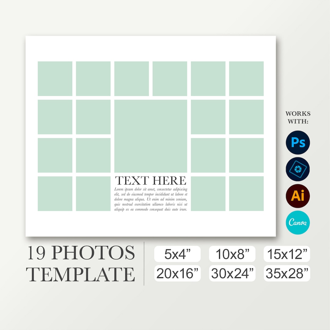 Class Template for 19 Pictures. Photoshop Canva Composite. School Photo ...