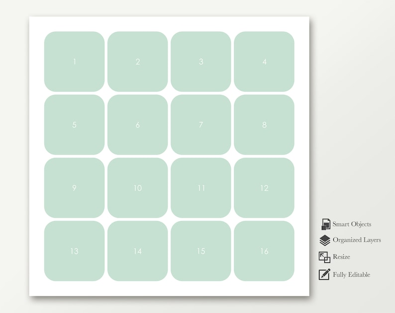 Pack Collage Template for 16 Pictures Photo Collage Template - Etsy