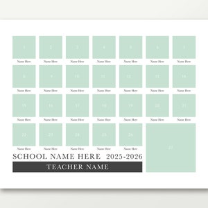 Class Board for 27 Photos. Yearbook Template. Digital Layout for Canva ...