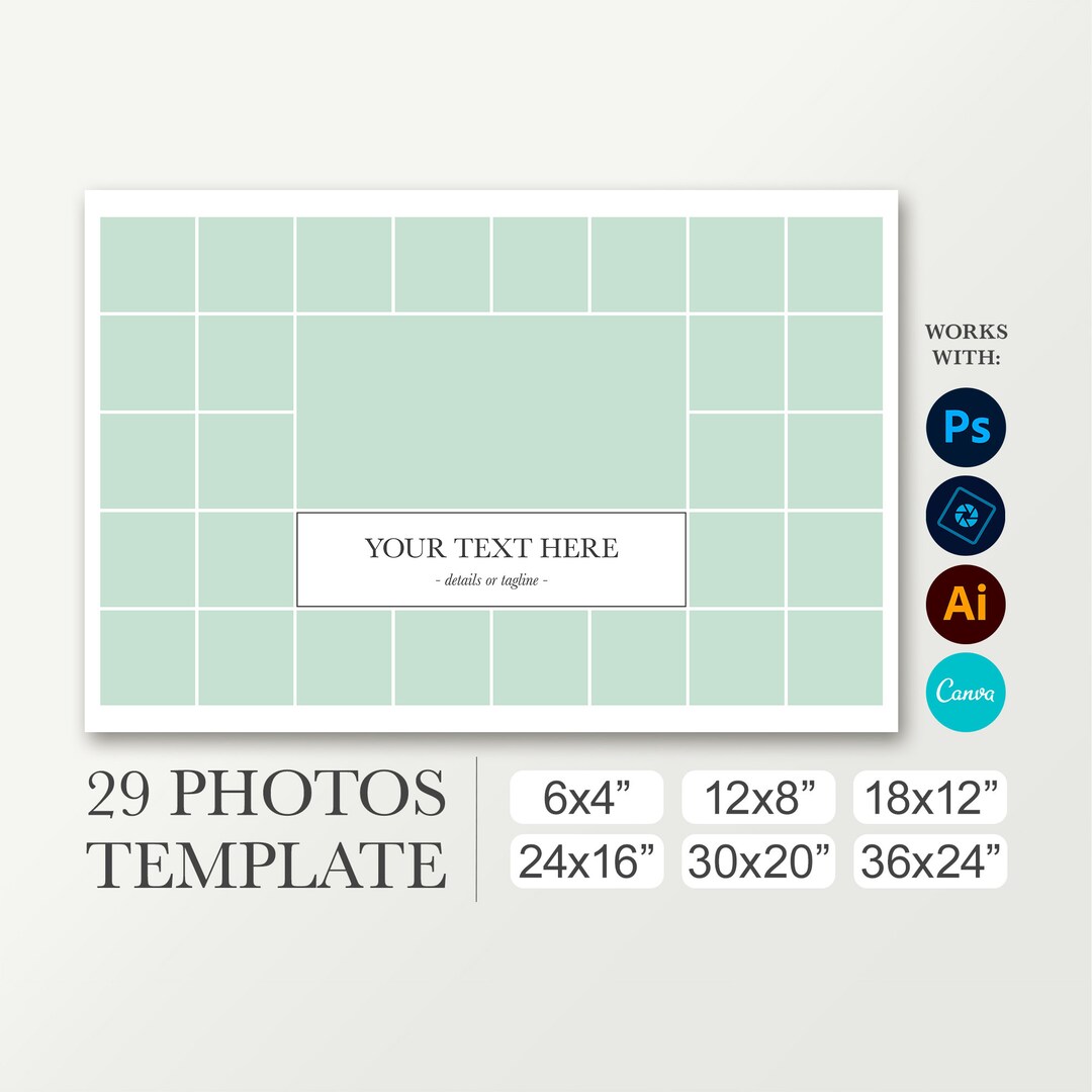 16x24 Class Photo Collage for 29 Pics. 4x6 Photo Collage Template. 8x12 ...