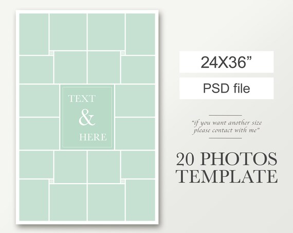 24x36 Photo Board Template for 20 Pictures. Photo Collage | Etsy Canada