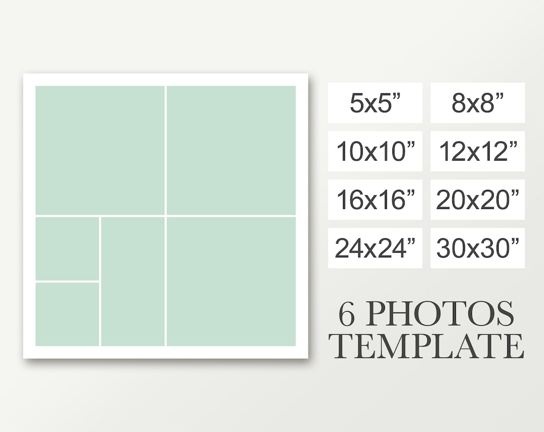 20x20 Template Digital, 12x12 Photo Collage 6 Pictures, 8x8 Square ...