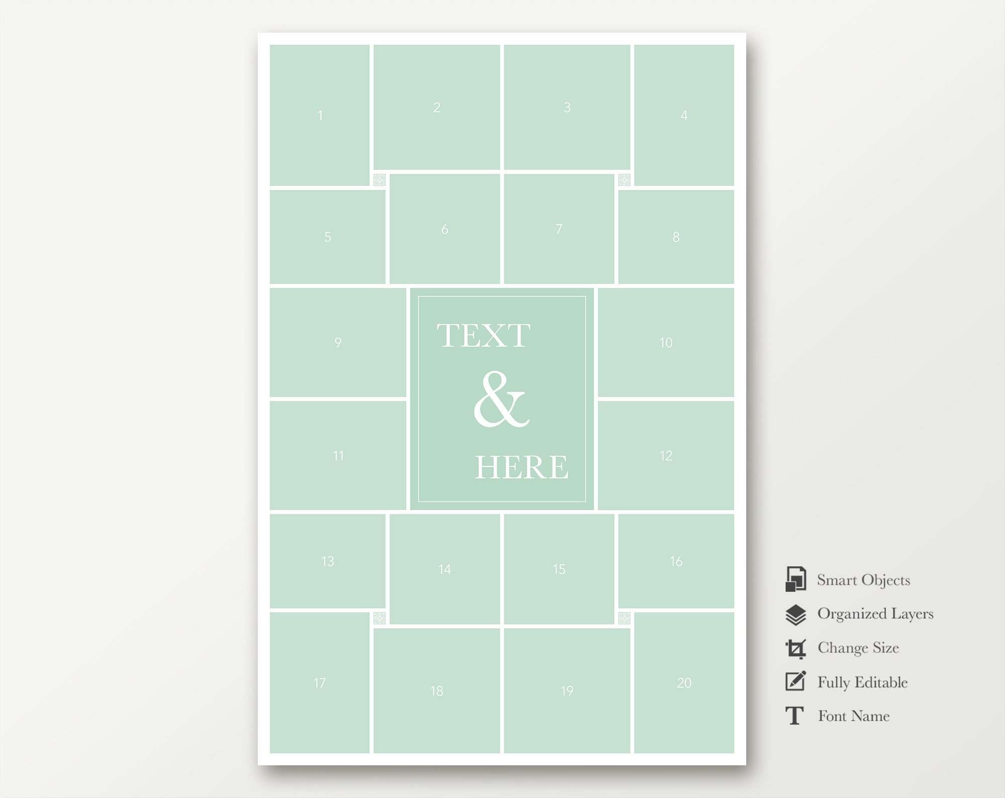 24x36 Photo Board Template for 20 Pictures. Photo Collage | Etsy UK