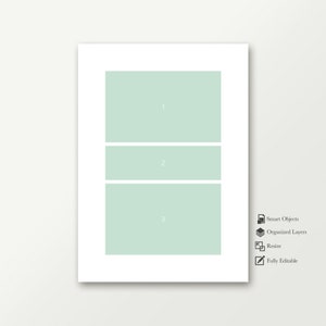 5x7 Photo Card Template for 3 Pics. 10x14 Newborn Collage. 15x21 ...