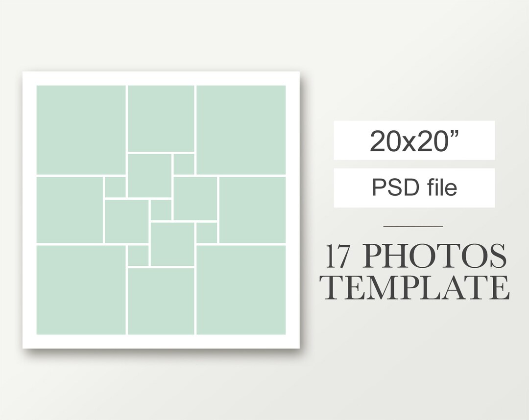 20x20 Square Storyboard for 17 Pictures. Photo Collage. This Digital ...