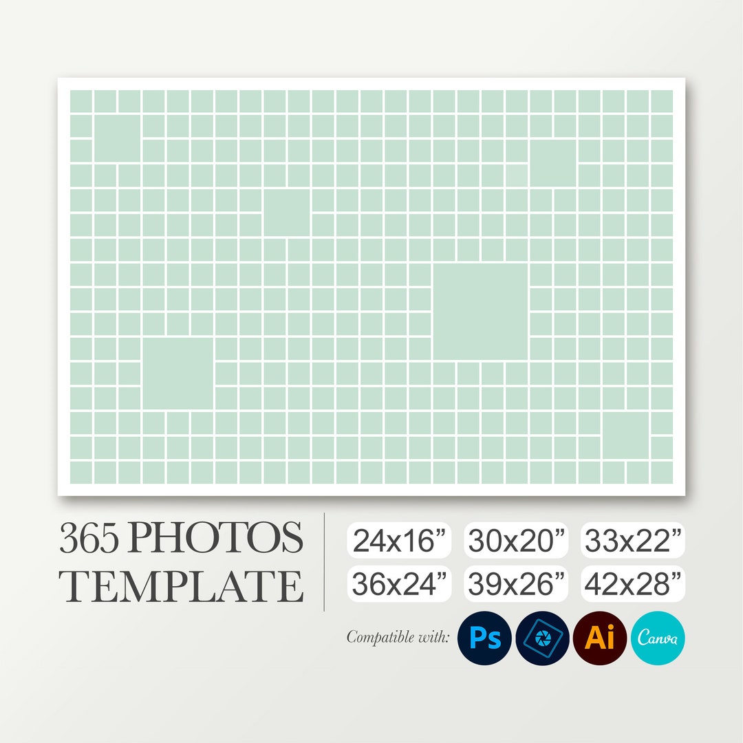 Photo Collage Template for 365 Pictures. 365 Day Photo Composite ...
