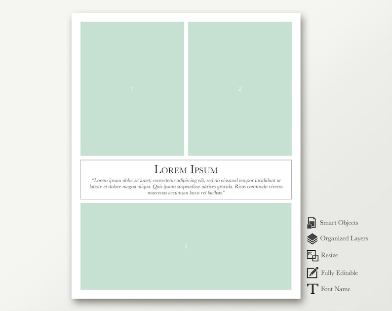 8x10 Photography Template for 3 Photos Photo Collage Template - Etsy