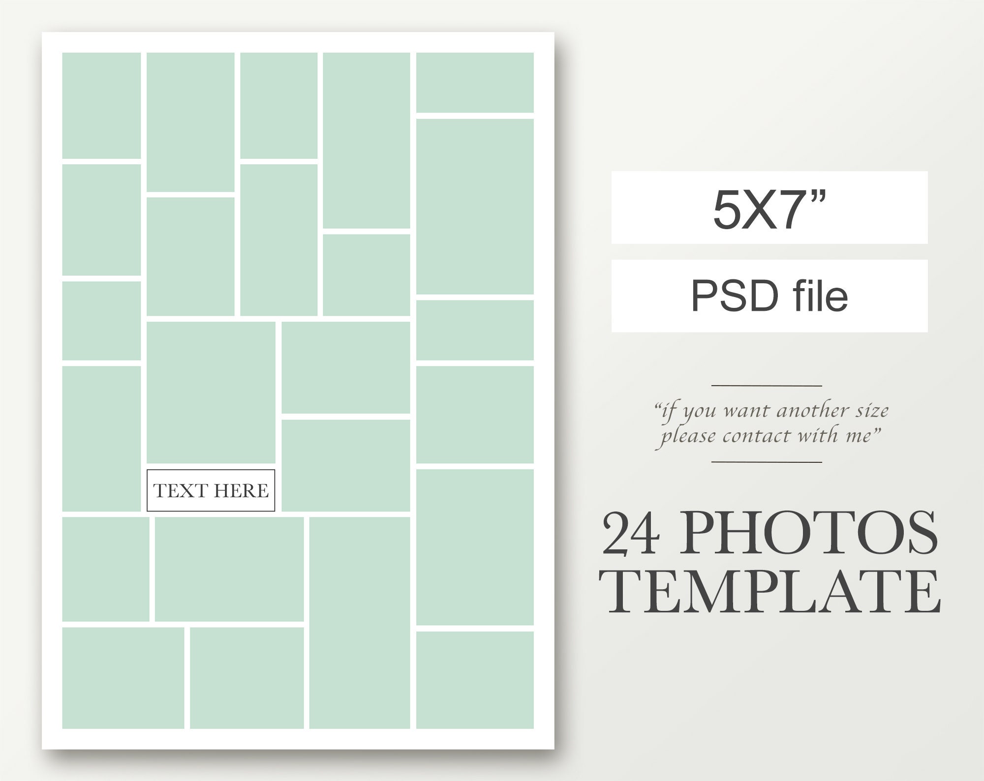 5x7 Post card collage template for 24 photos. Works with | Etsy