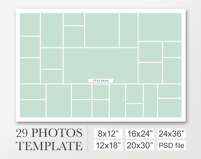 8x8 Photo Card Template for 14 Pictures -, Photo Collage Template ...