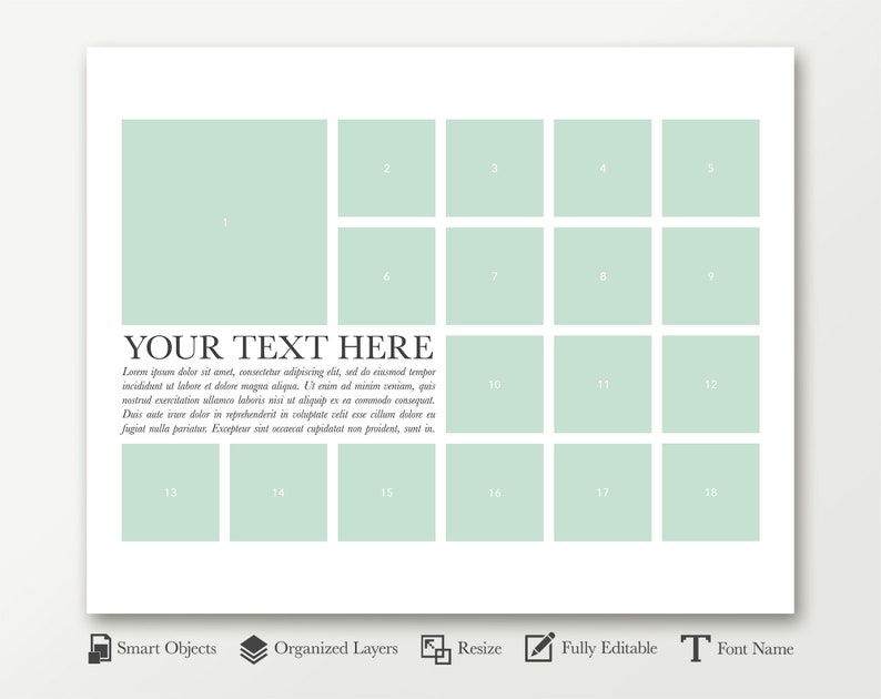 Class Photo Template for 18 Pictures. School Layout. Photoshop - Etsy