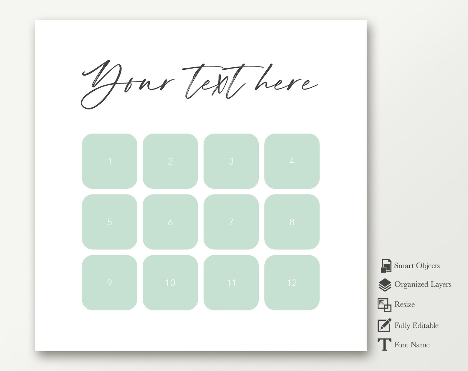 12x12 Photo Collage Template for 12 Pictures Photo Collage - Etsy