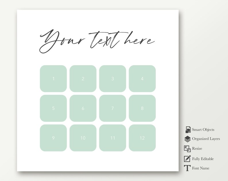 12x12 Photo Collage Template for 12 Pictures -, Photo Collage Template ...