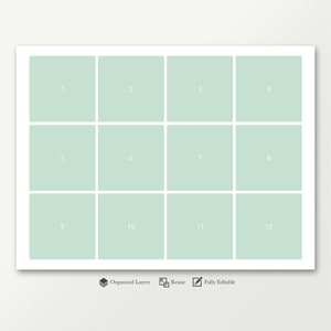 Canva Layout. First Year Collage for 12 Photos. 12 Month Photo Collage ...