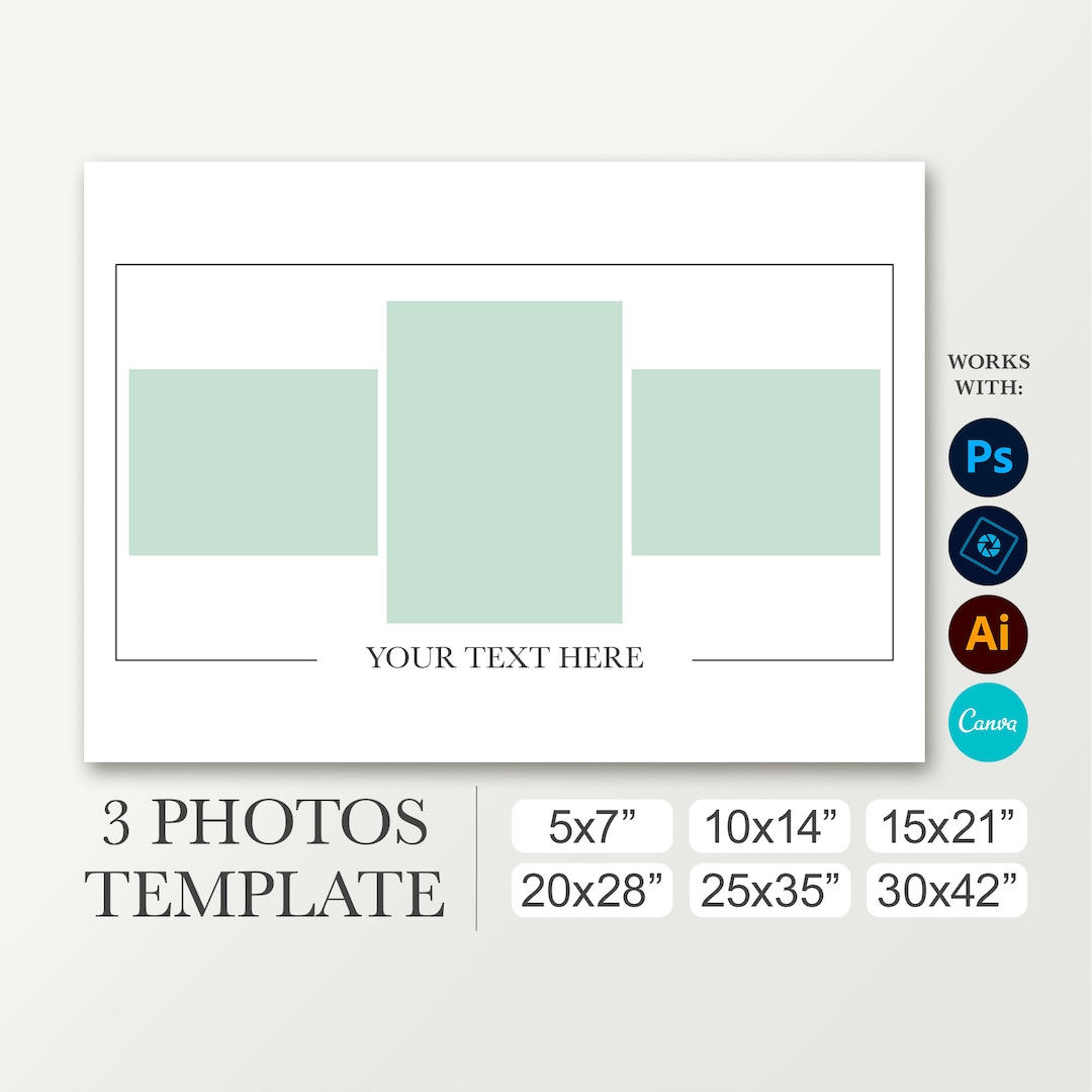 Newborn Layout for 3 Photos. Picture Collage Template 7x5, 14x10, 28x20 ...